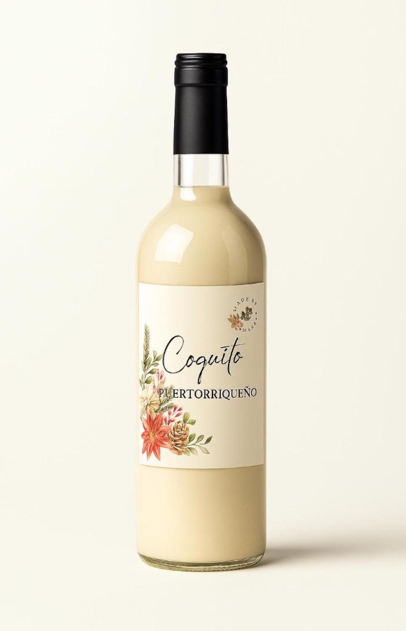 Personalized Coquito Bottle Label | Custom Holiday Drink Sticker - Etsy
