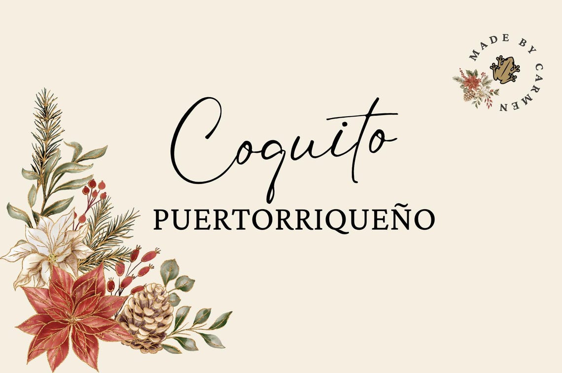 Coquito Bottle Label: Puerto Rican Christmas Floral Design (instant ...