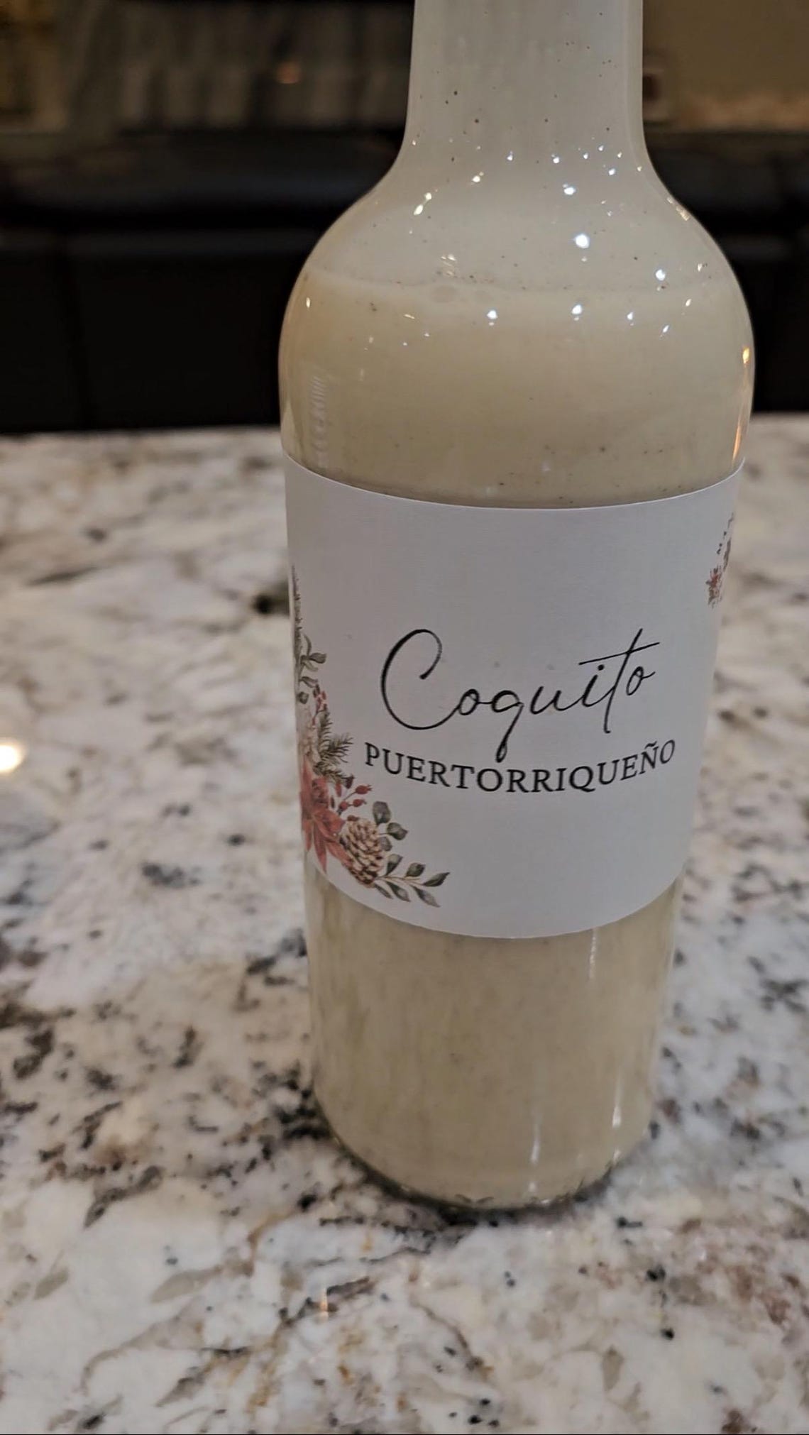 Coquito Bottle Label: Puerto Rican Christmas Floral Design (instant ...