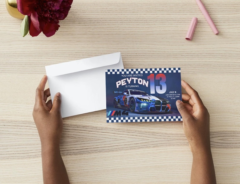 Race Car Birthday Invitation | BMW M4 Teen Party Invite | Boy Car ...