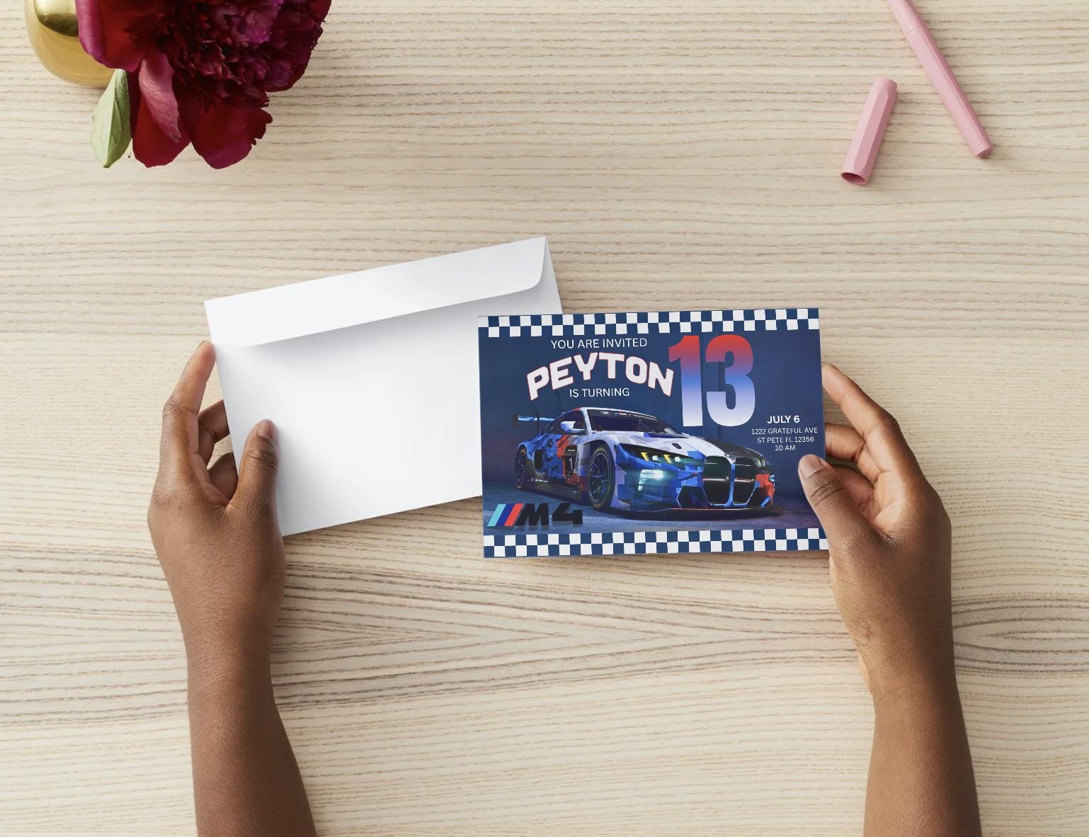 Race Car Birthday Invitation | BMW M4 Teen Party Invite | Boy Car ...