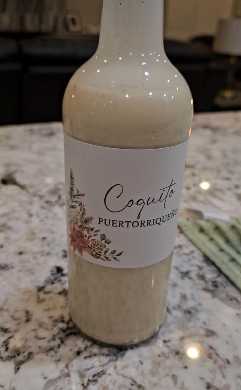 Personalized Coquito Bottle Label | Custom Holiday Drink Sticker - Etsy