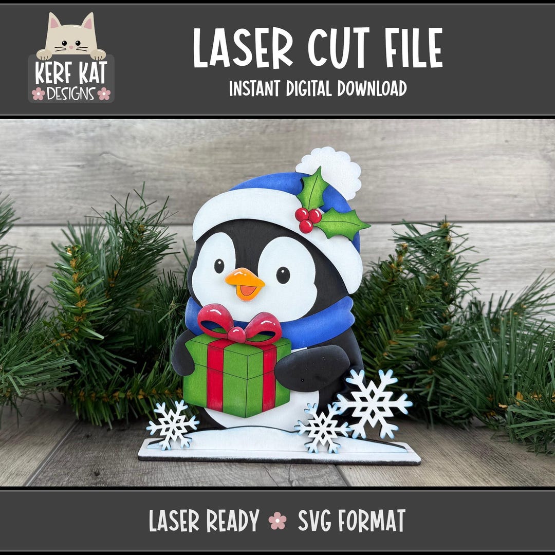 Penguin Gift 3mm, Laser Cutting File, SVG Digital Download, Glowforge ...