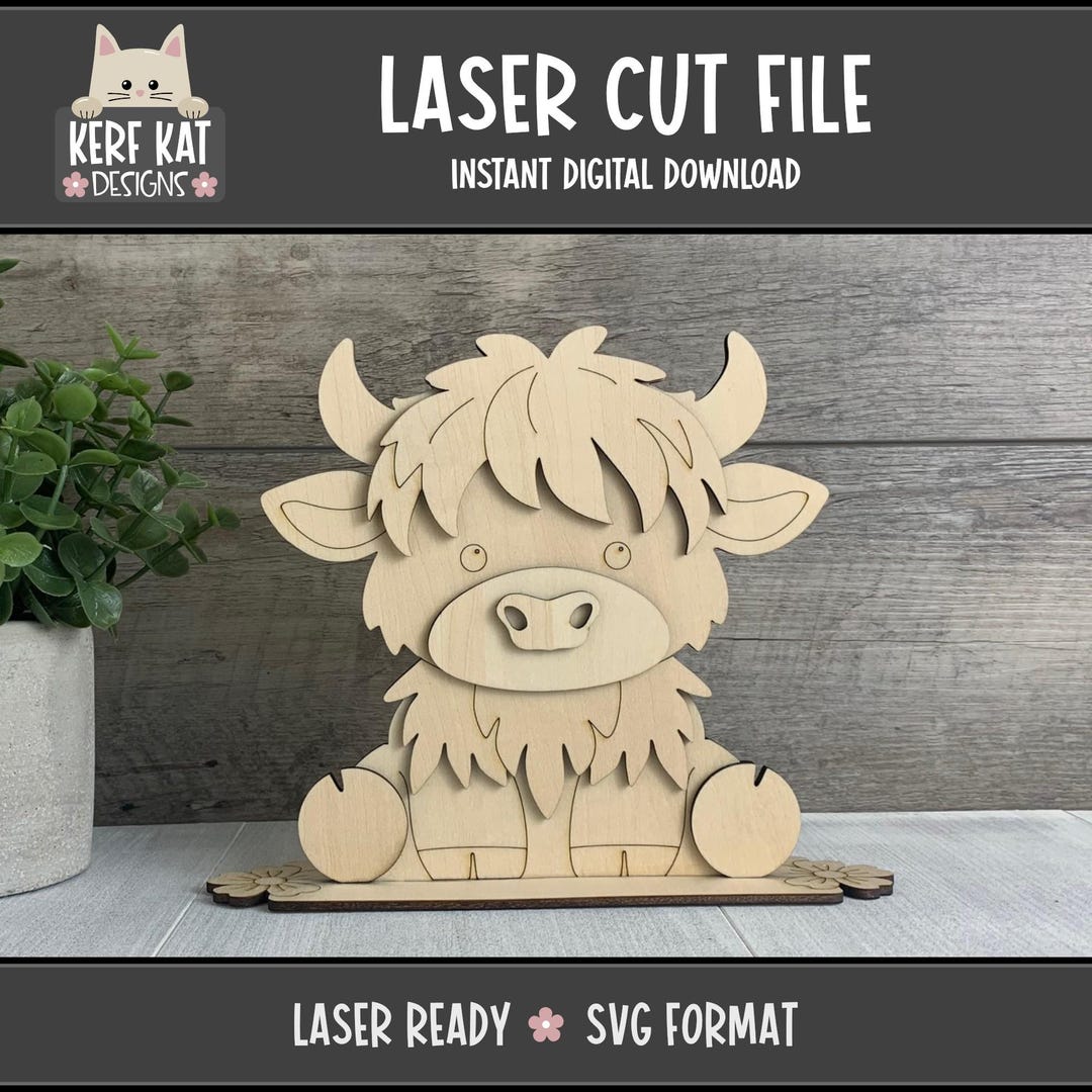 Highland Cow Shelf Sitter, Laser Ready Cut File, SVG, Instant Digital ...