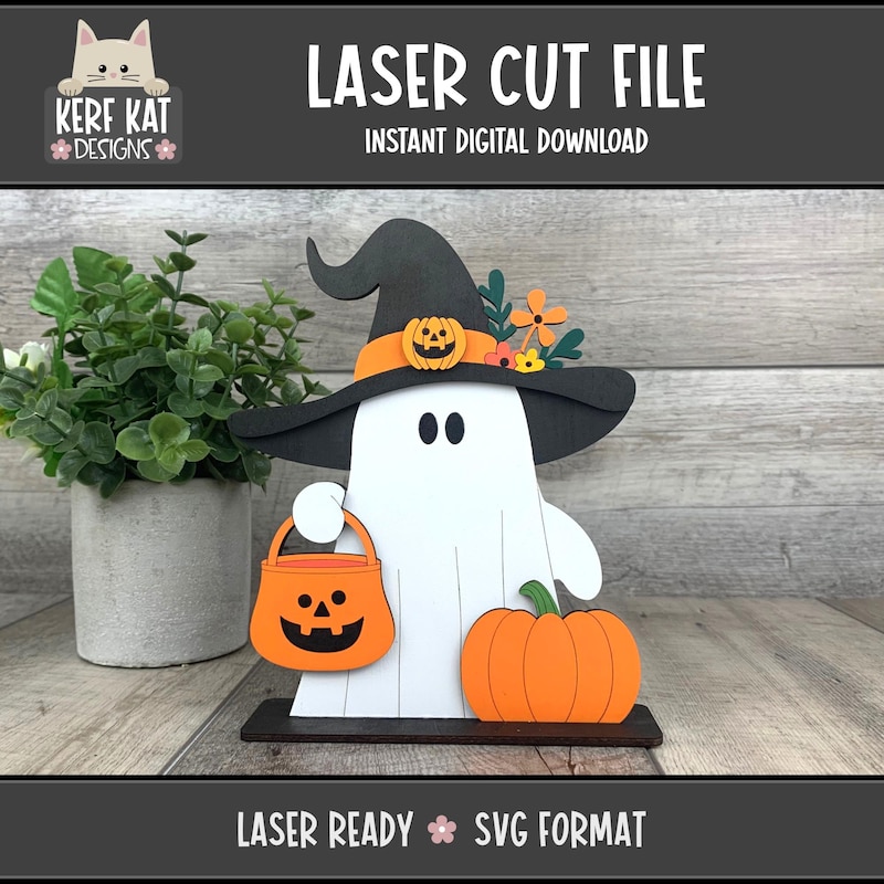 Wooden Ghost With Hat - Etsy