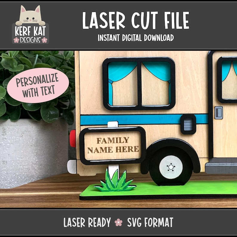Motor Home Camper, Laser Ready Cut File, SVG, Instant Digital Download ...