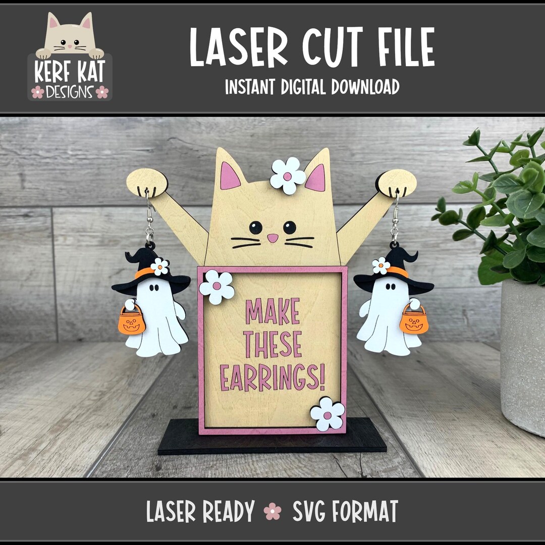 Halloween Ghost Earrings SVG, Digital Download, Laser Cut File ...