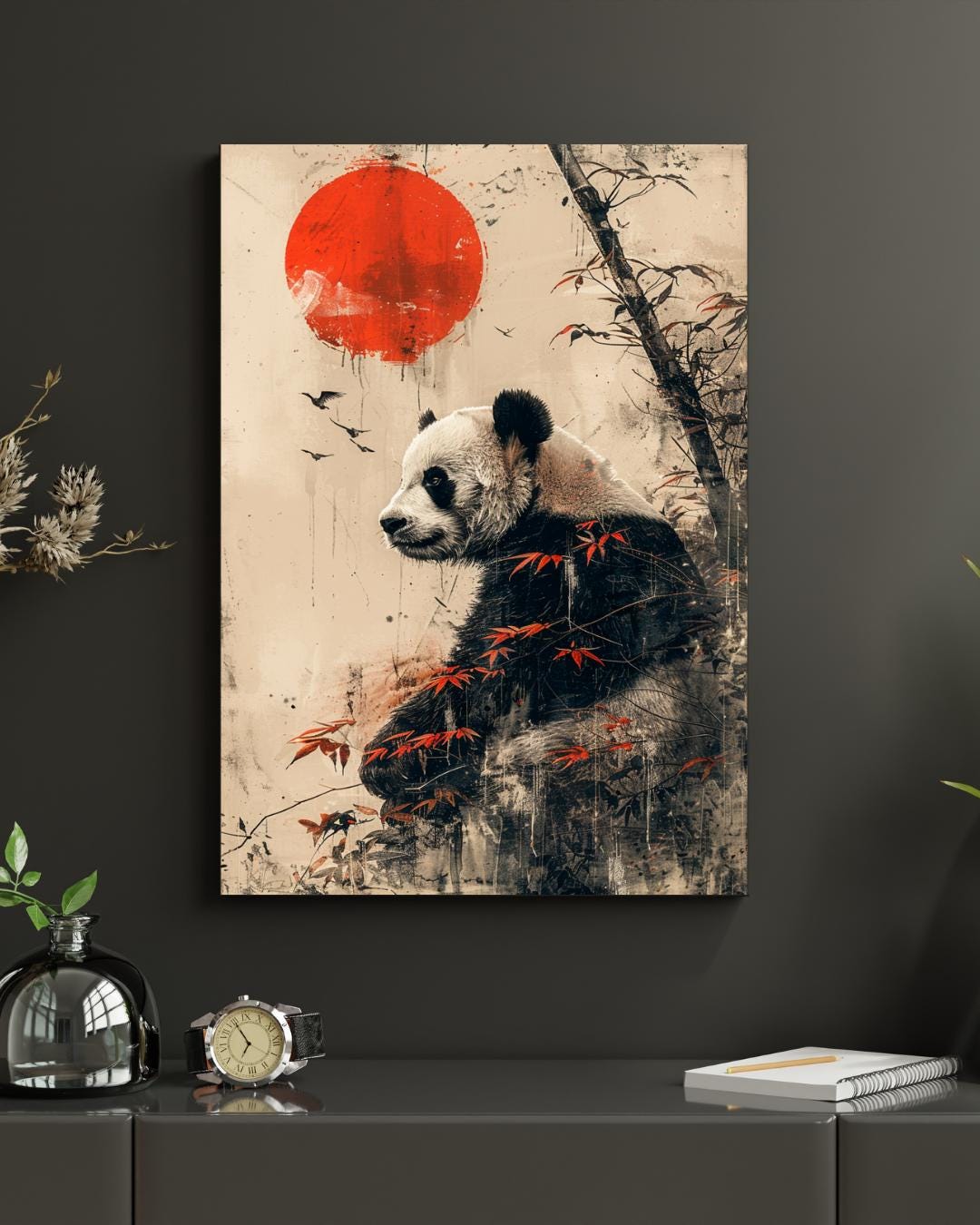 Panda in Japanese Style, Panda Picture, Japandi Style, Asian Art, Zen ...