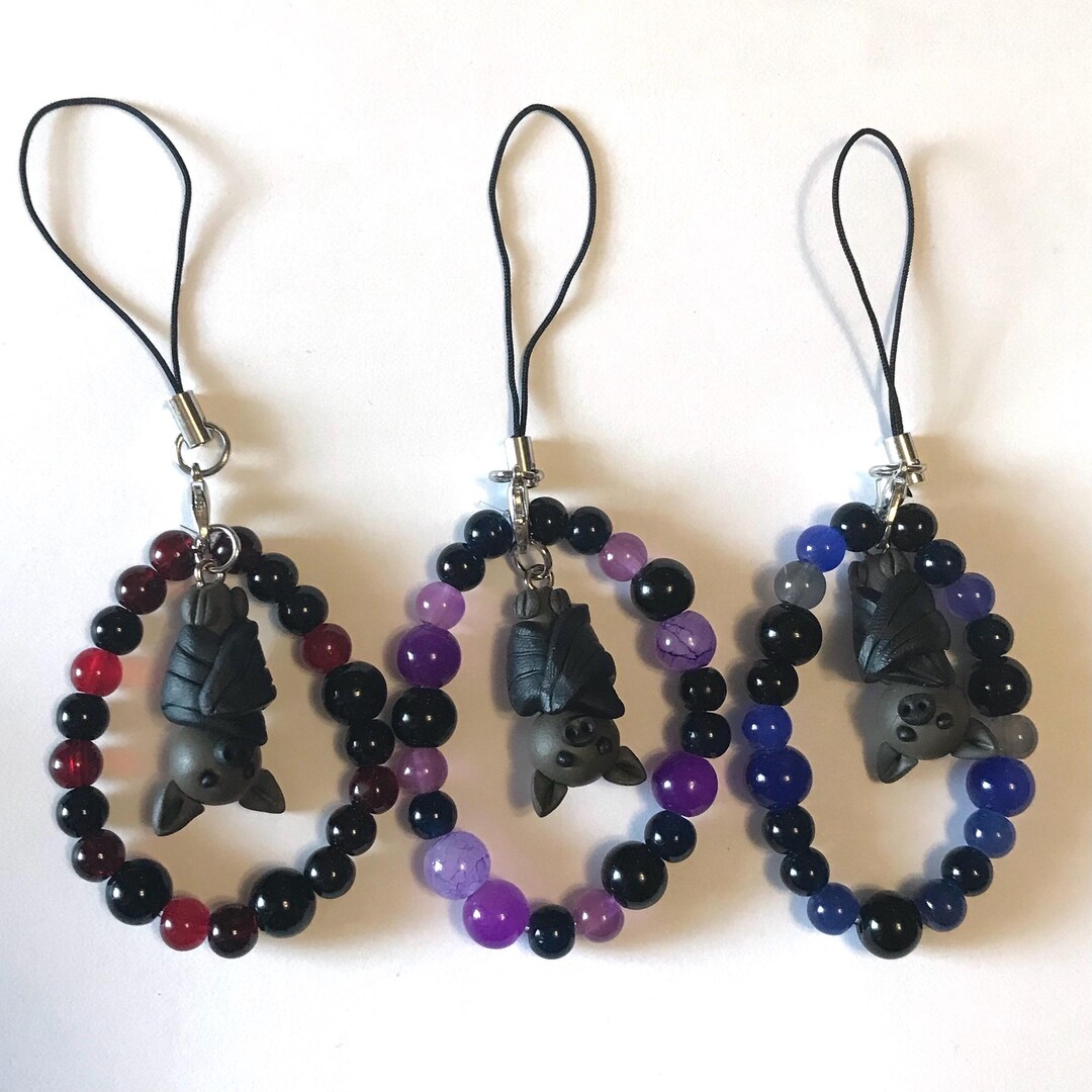 Goth Bat Phone Charm - Etsy