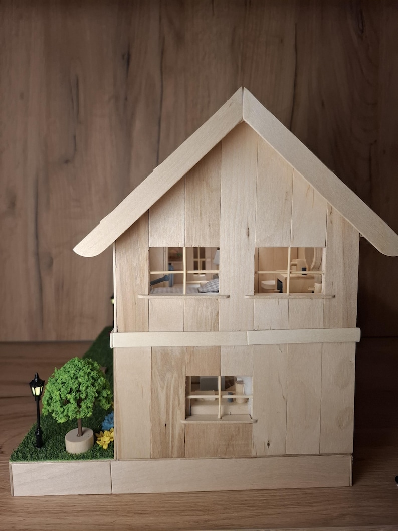 Handmade Wooden Popsicle Stick House | Furnished Miniature Home With ...