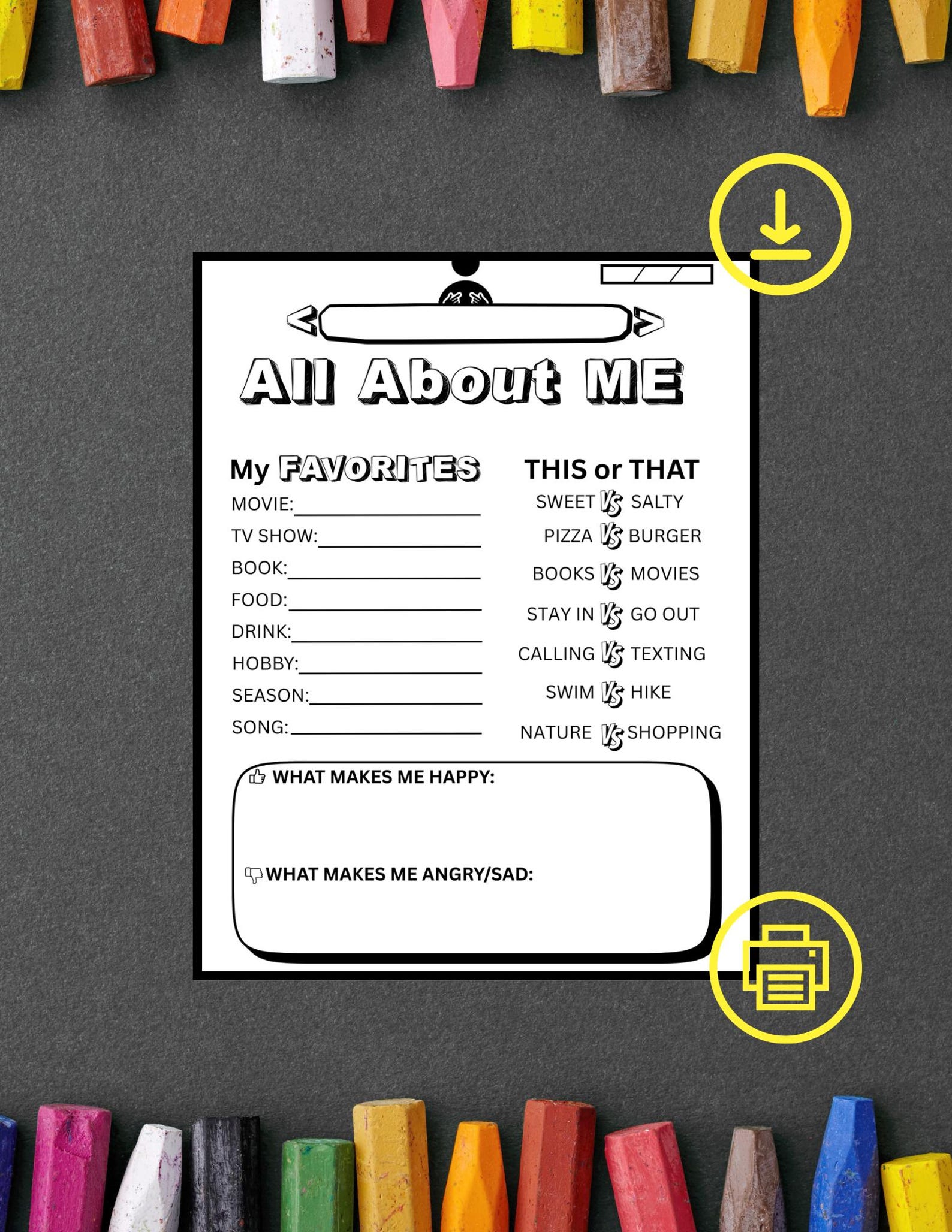 All About Me Printable Worksheet: Back to School Activity for Teens ...