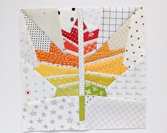 Geometric Leaf Foundation Paper Piecing FPP Quilt Block | Etsy