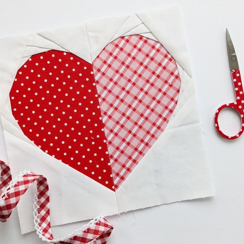 Mod Heart Foundation Paper Piecing FPP Pattern Striped - Etsy