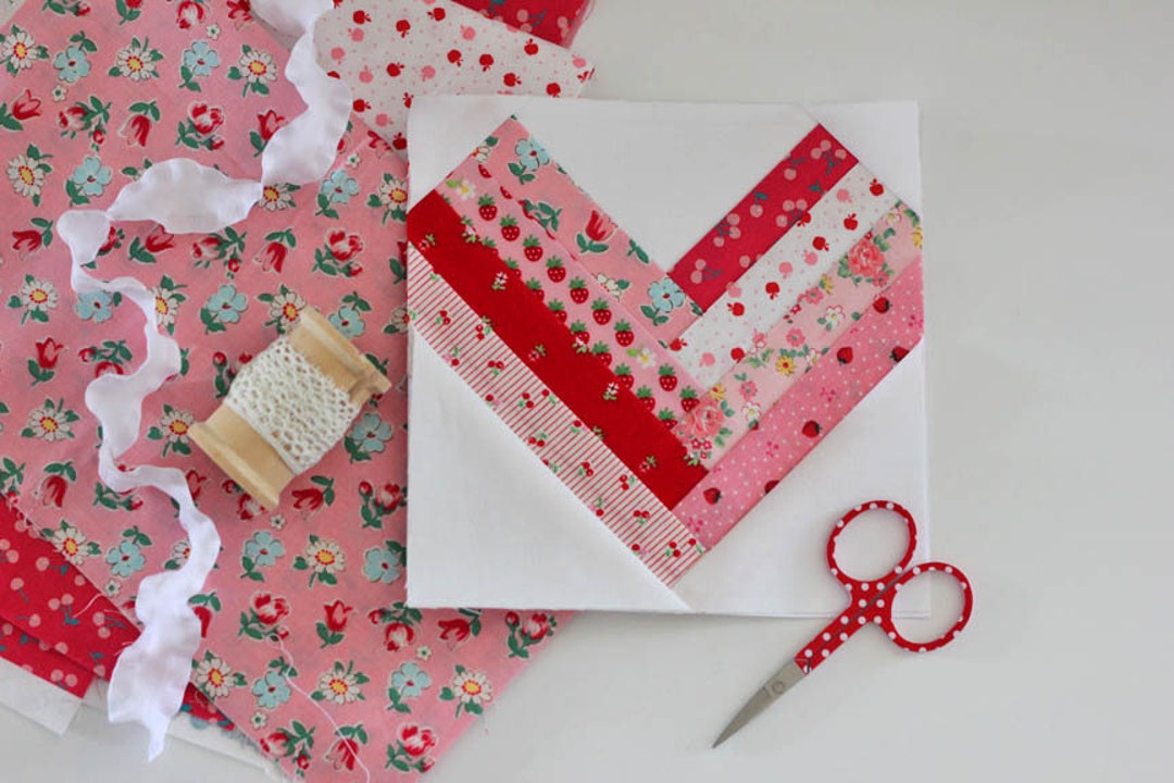 Herringbone Heart Paper Pieced PDF Quilt Block Pattern - Etsy