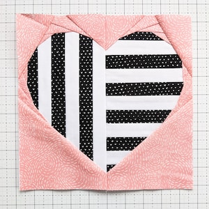 Mod Heart Foundation Paper Piecing FPP Pattern || Striped Heart Quilt ...