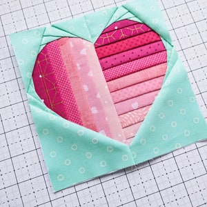 Mod Heart Foundation Paper Piecing FPP Pattern || Striped Heart Quilt ...
