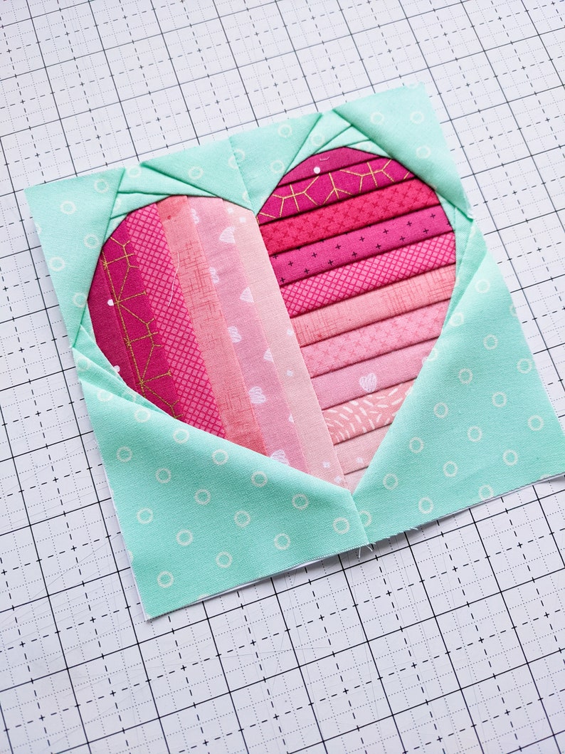 Mod Heart Foundation Paper Piecing FPP Pattern || Striped Heart Quilt ...