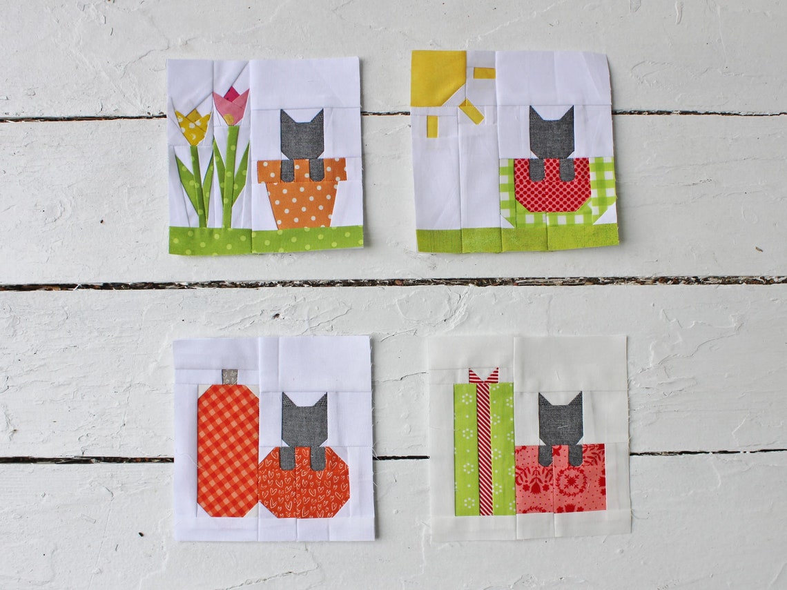 Christmas Kitty Foundation Paper Pieced FPP PDF Pattern - Etsy