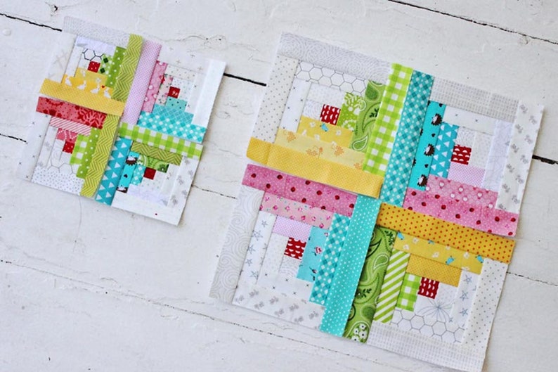 Tiny Log Cabin FPP Quilt Block PDF Pattern || Five Size Options ...