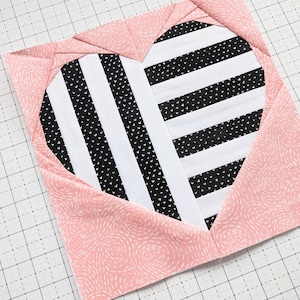 Mod Heart Foundation Paper Piecing FPP Pattern || Striped Heart Quilt ...