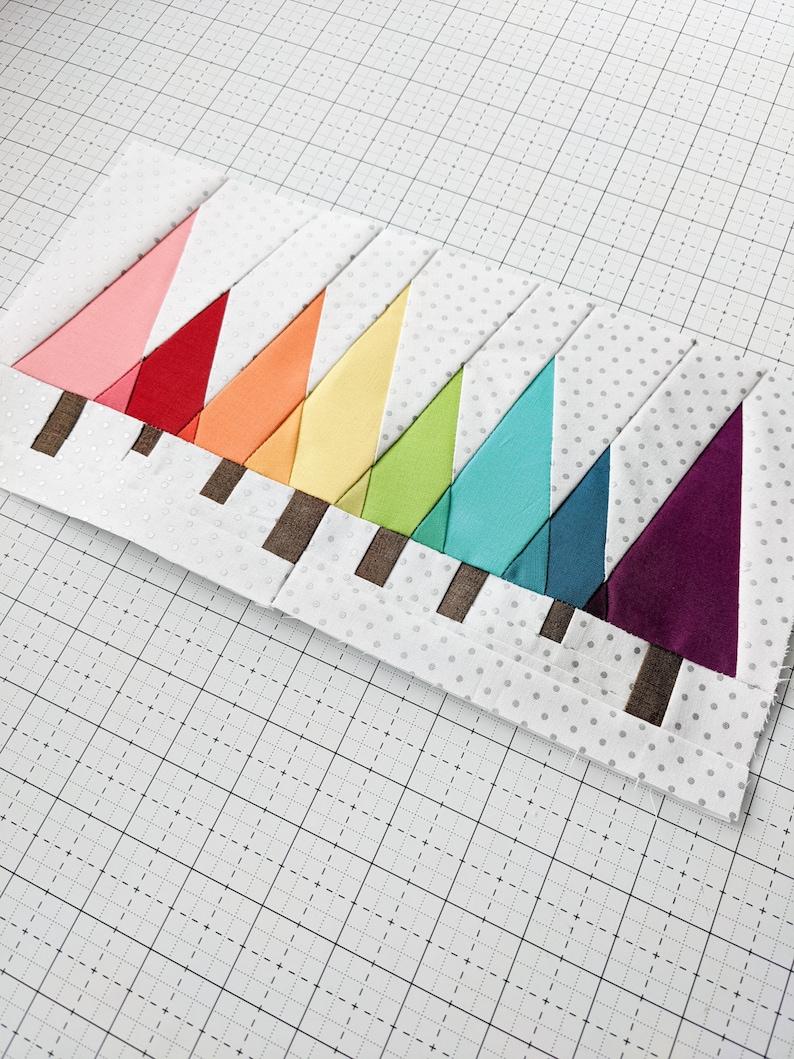 Rainbow Forest Foundation Paper Piecing Quilt Block Pattern || Modern ...
