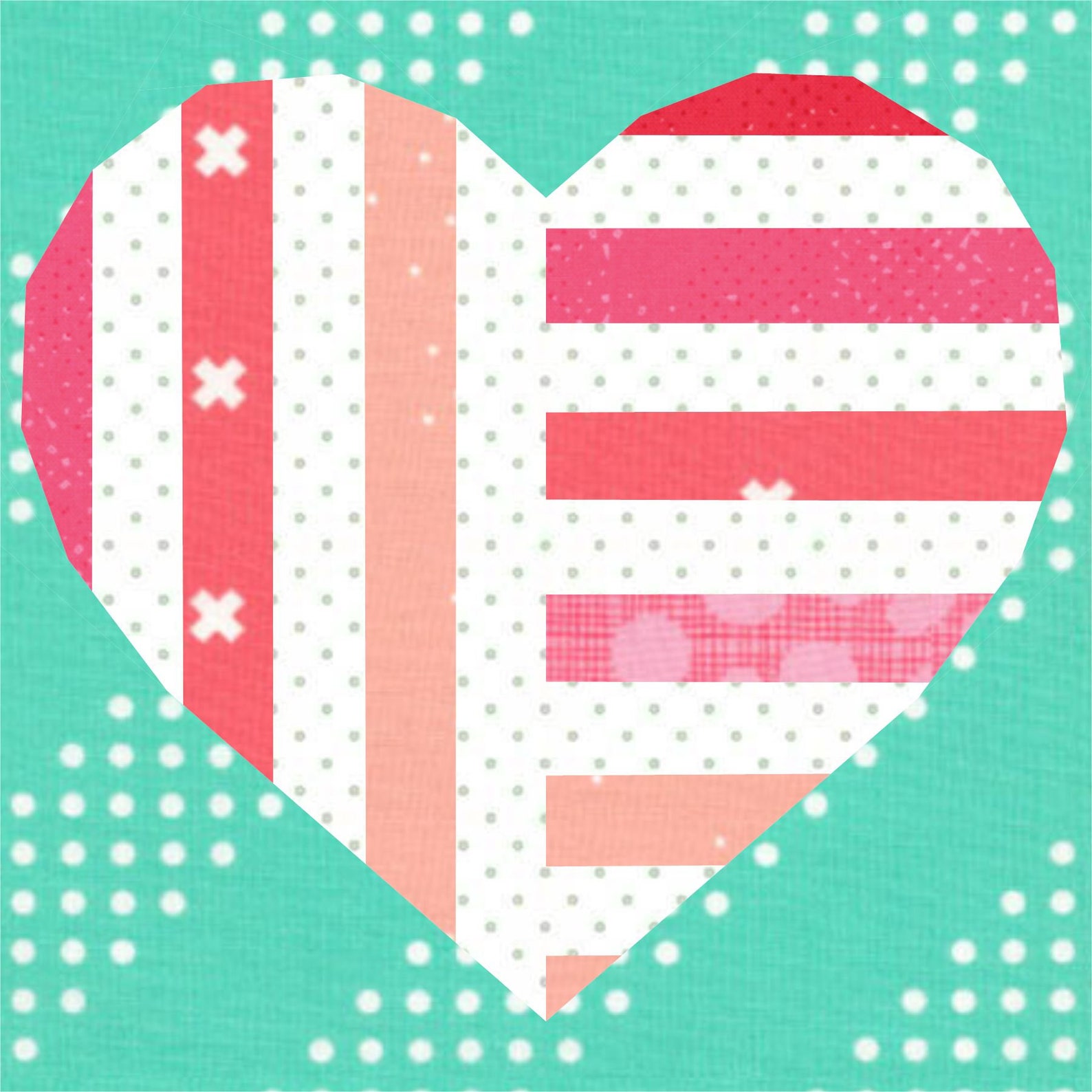 Mod Heart Foundation Paper Piecing FPP Pattern || Striped Heart Quilt ...
