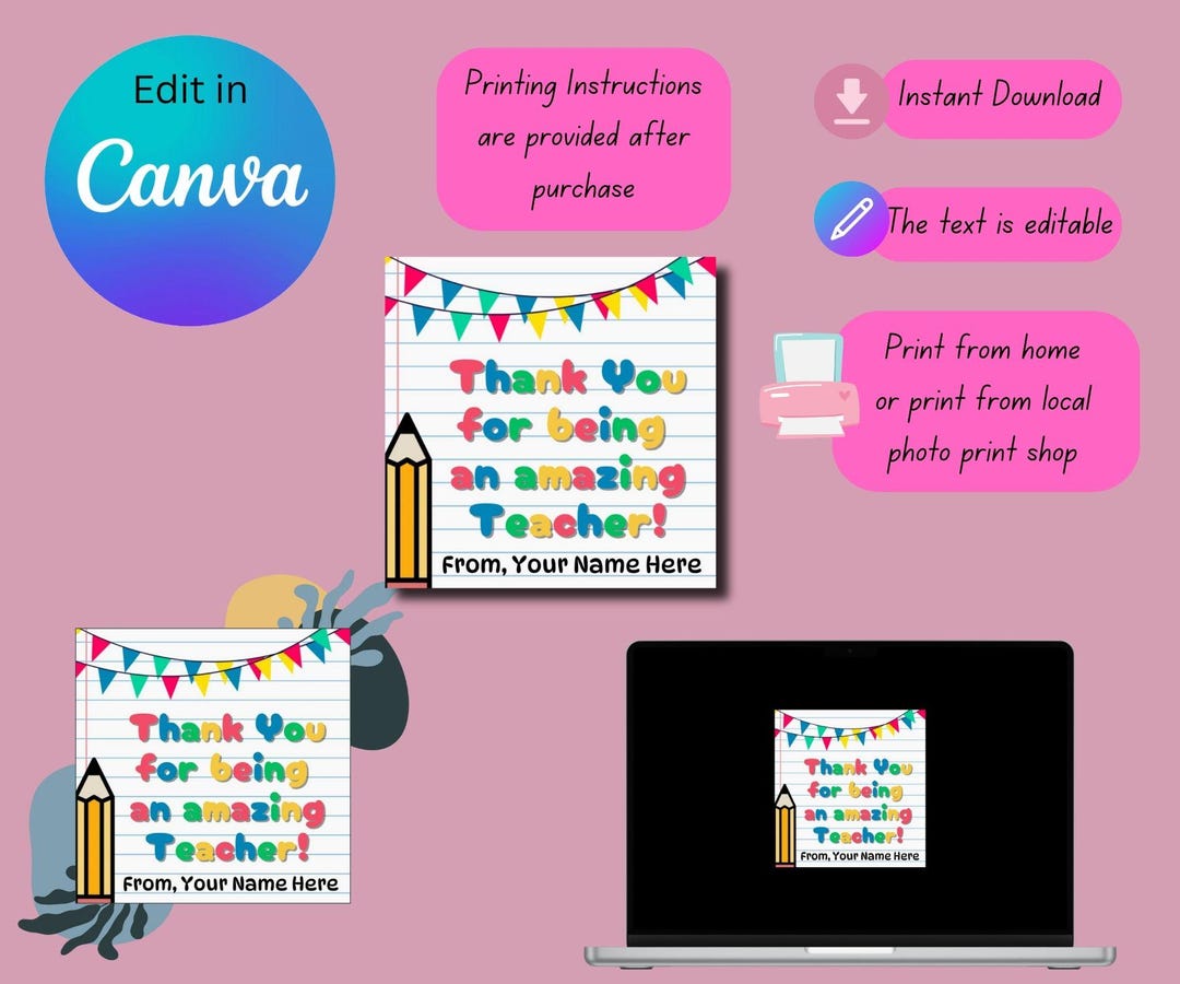Teacher Appreciation Gift Tag - Etsy