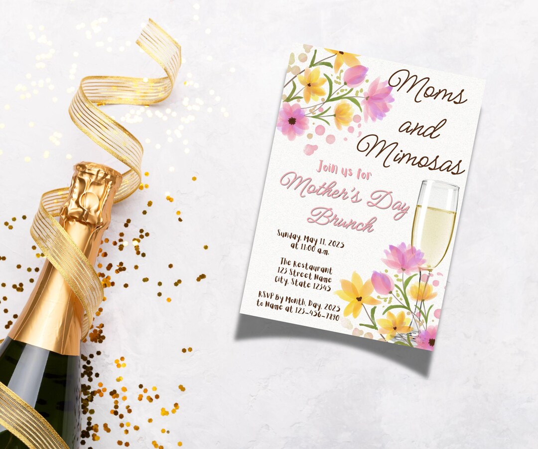 Moms and Mimosas Mother's Day Invitation - Etsy