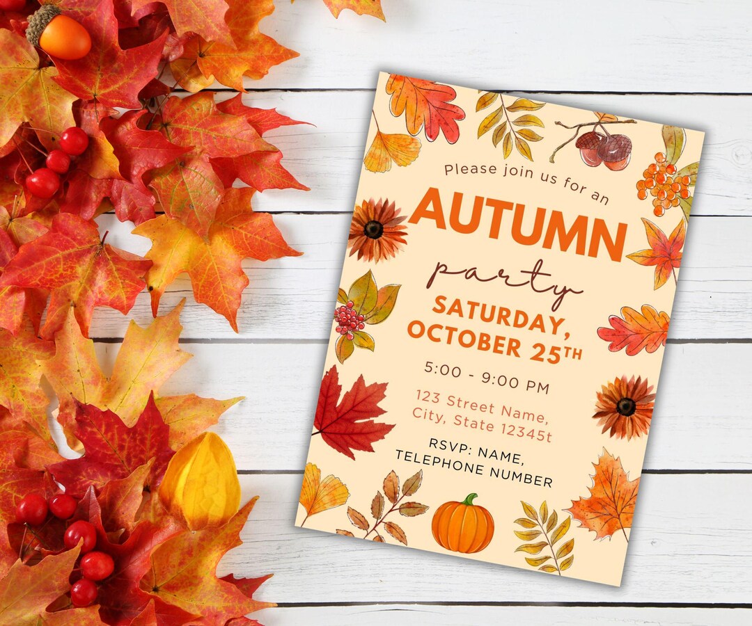 Autumn Party Invitations - Etsy