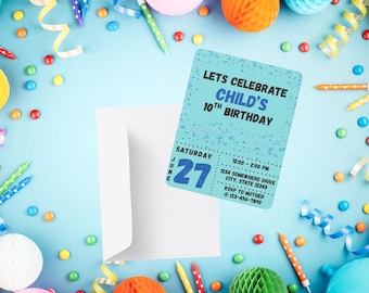 Blue Boy Digital Birthday Invitation - Etsy