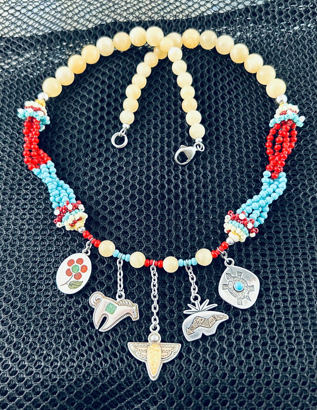 Five Tribe Handmade Charm Necklace Rare Carolyn Pollack Relios ...