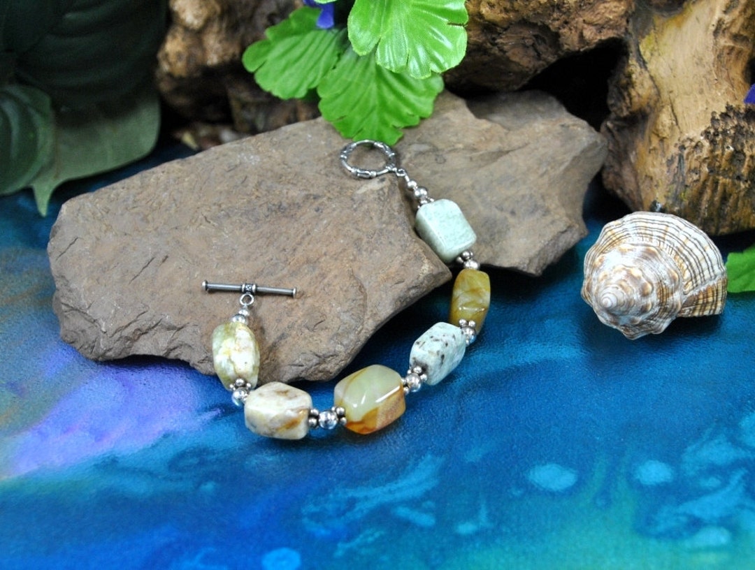 Chunky Gemstone Bracelet // Heavy Quartz Stones With Sterling Spacers ...