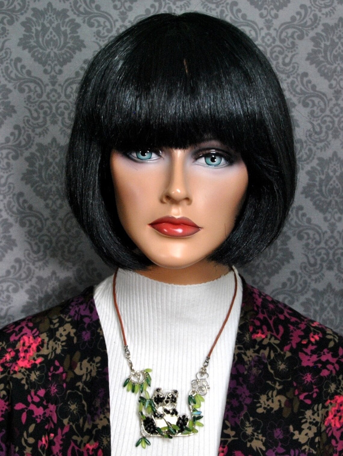 Wire Sculpture Panda Necklace // Sterling With Green and Black - Etsy