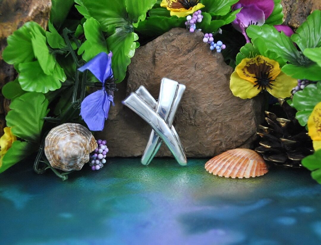 Bat Ami Modernist Brooch // Sterling Electroform Abstract Crossed ...