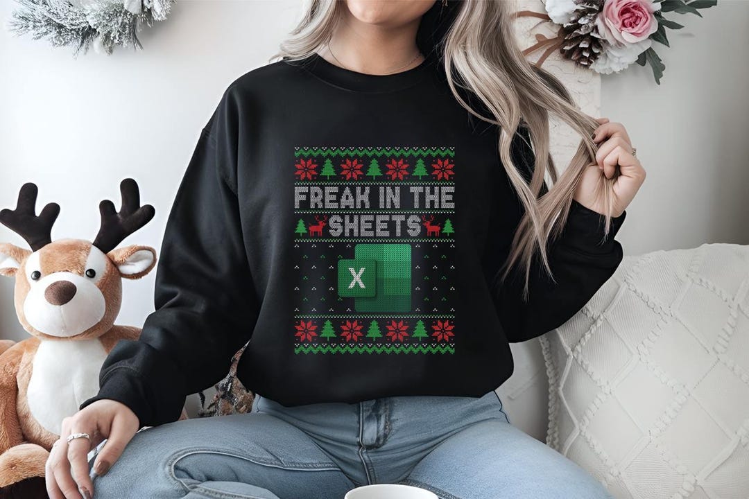Excel Freak in the Sheets Spreadsheet Ugly Sweater Christmas -PNG- - Etsy