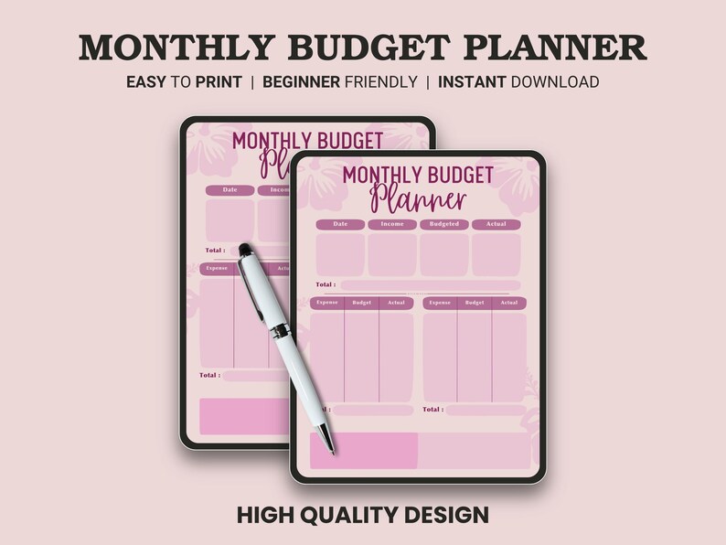 Monthly Budget Planner Printable PDF – Expense & Income Tracker ...