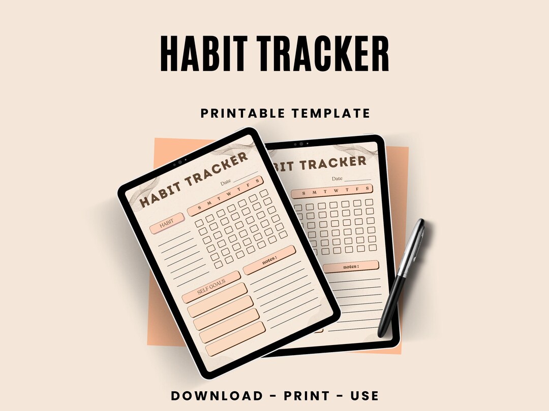 Ultimate Beige Habit Tracker Printable PDF – Daily Habit Log ...