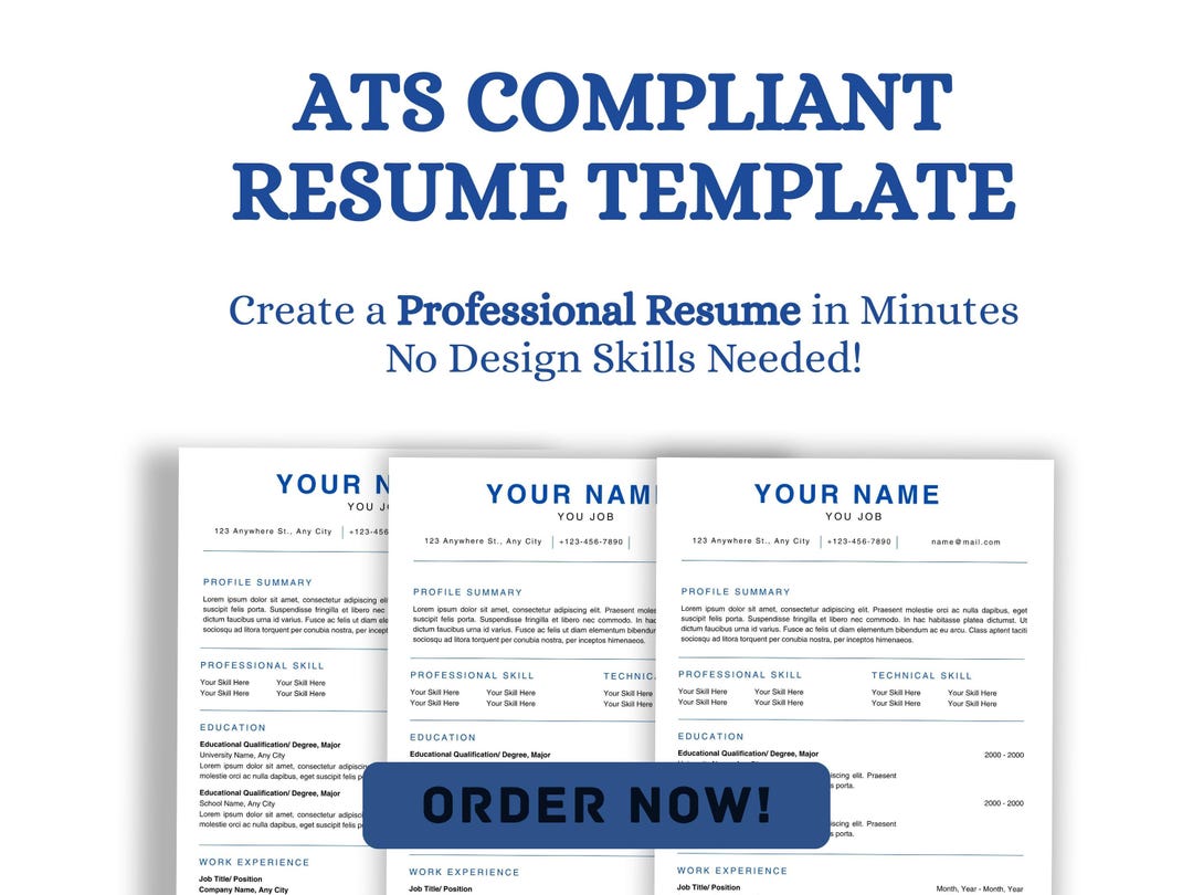 Editable Blue Ats-friendly Resume Template Stand Out With Our Ats ...
