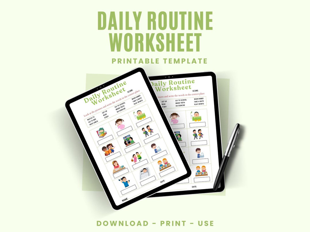 Printable Multi-colored Daily Routines Worksheet | Morning & Evening ...