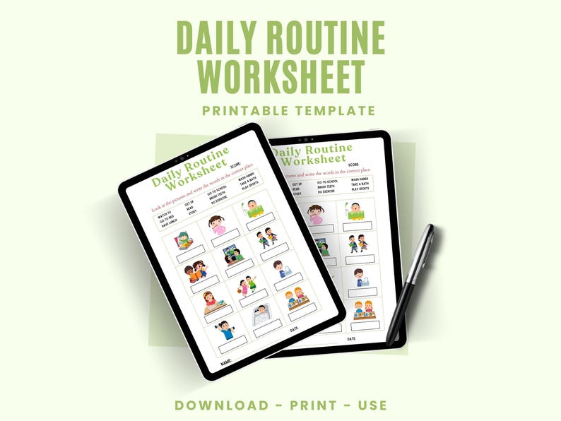 Printable Multi-colored Daily Routines Worksheet | Morning & Evening ...