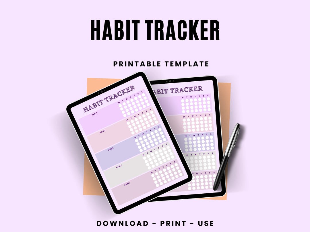Purple Habit Planner Printable PDF – Minimalist Daily Tracker for Goal ...