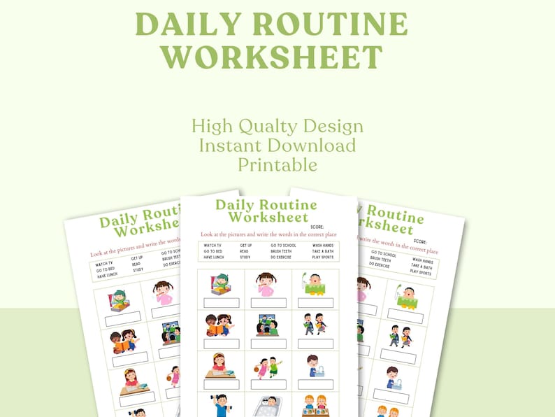 Printable Multi-colored Daily Routines Worksheet | Morning & Evening ...