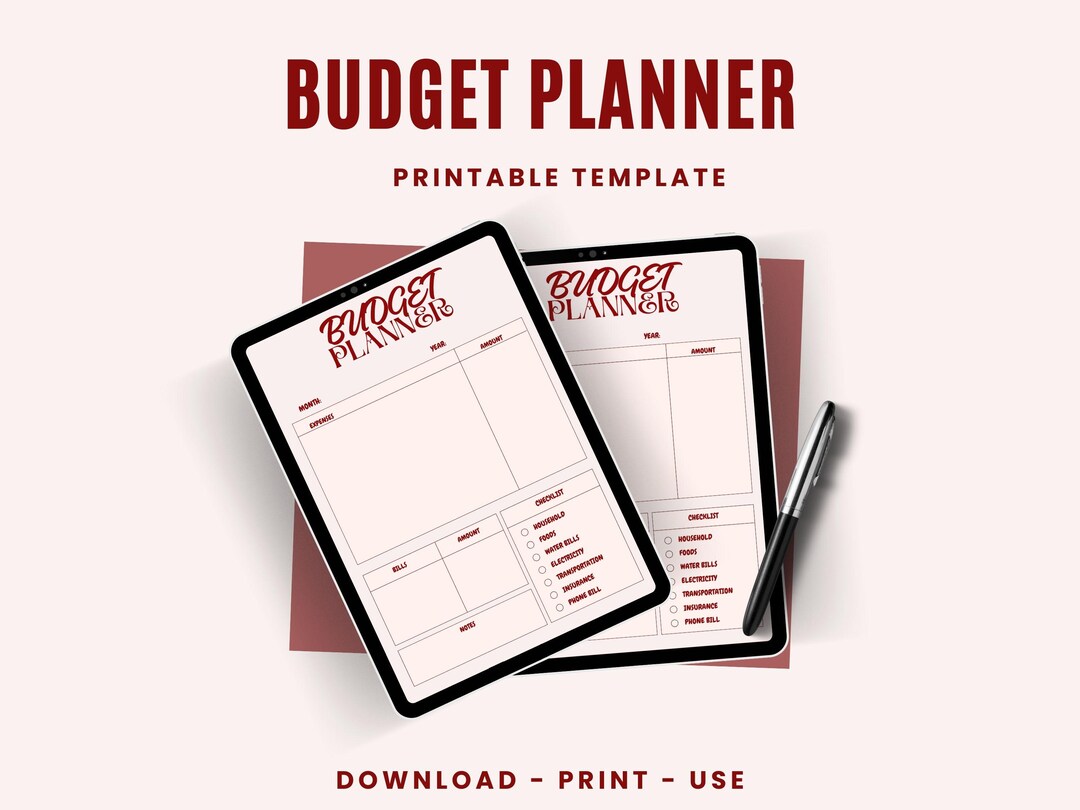 Red Budget Planner: Printable Monthly Finance Tracker (PDF) - Etsy