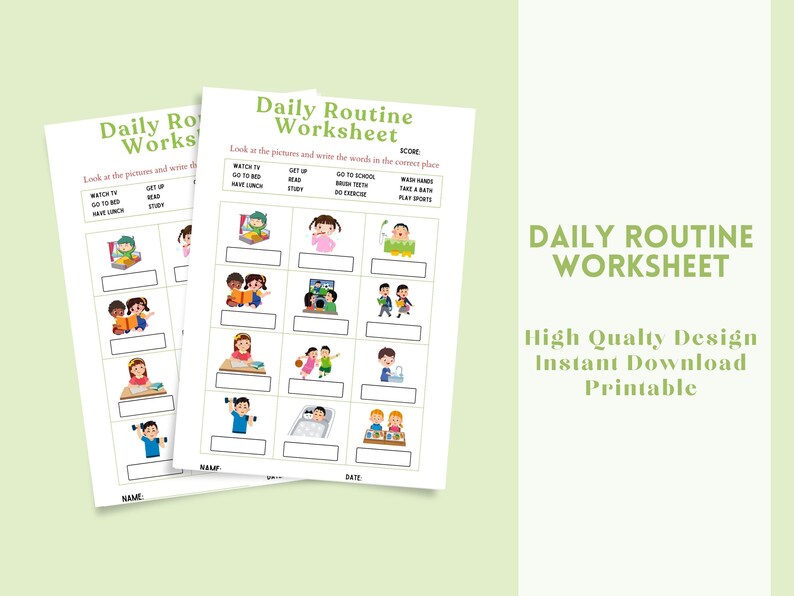 Printable Multi-colored Daily Routines Worksheet | Morning & Evening ...
