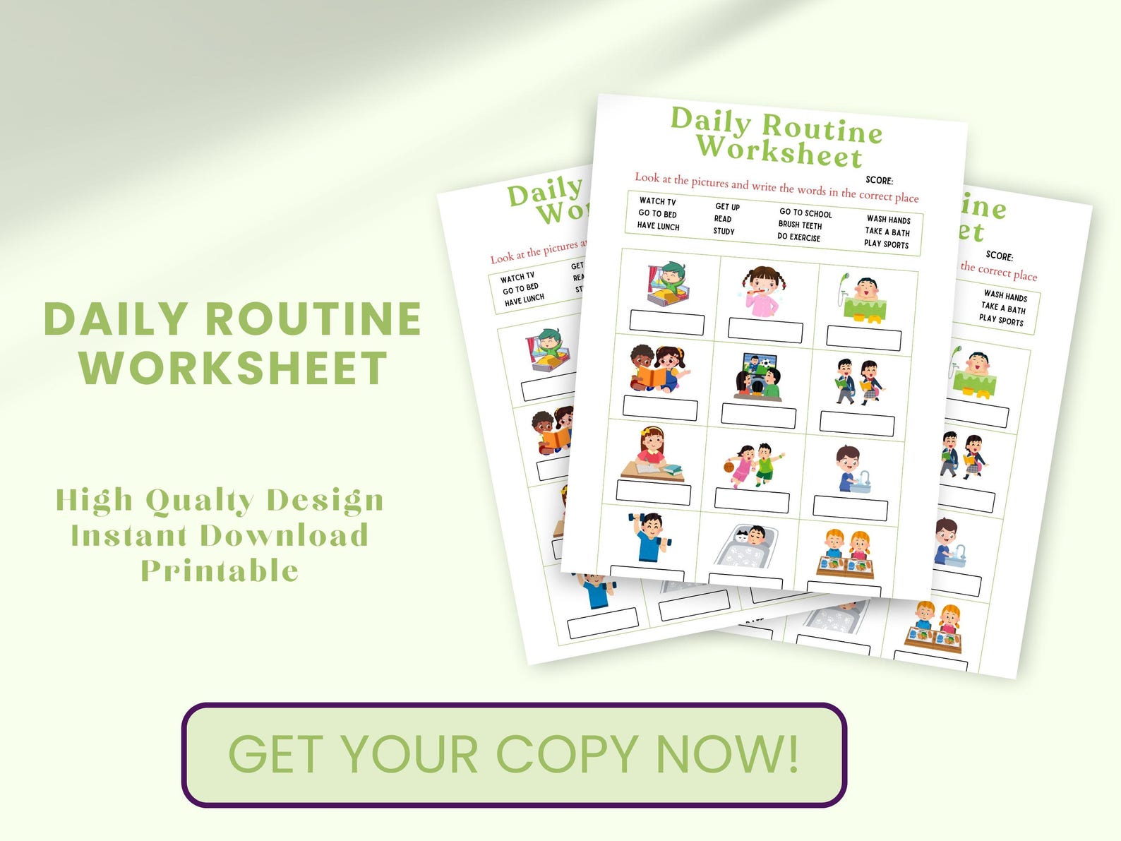 Printable Multi-colored Daily Routines Worksheet | Morning & Evening ...