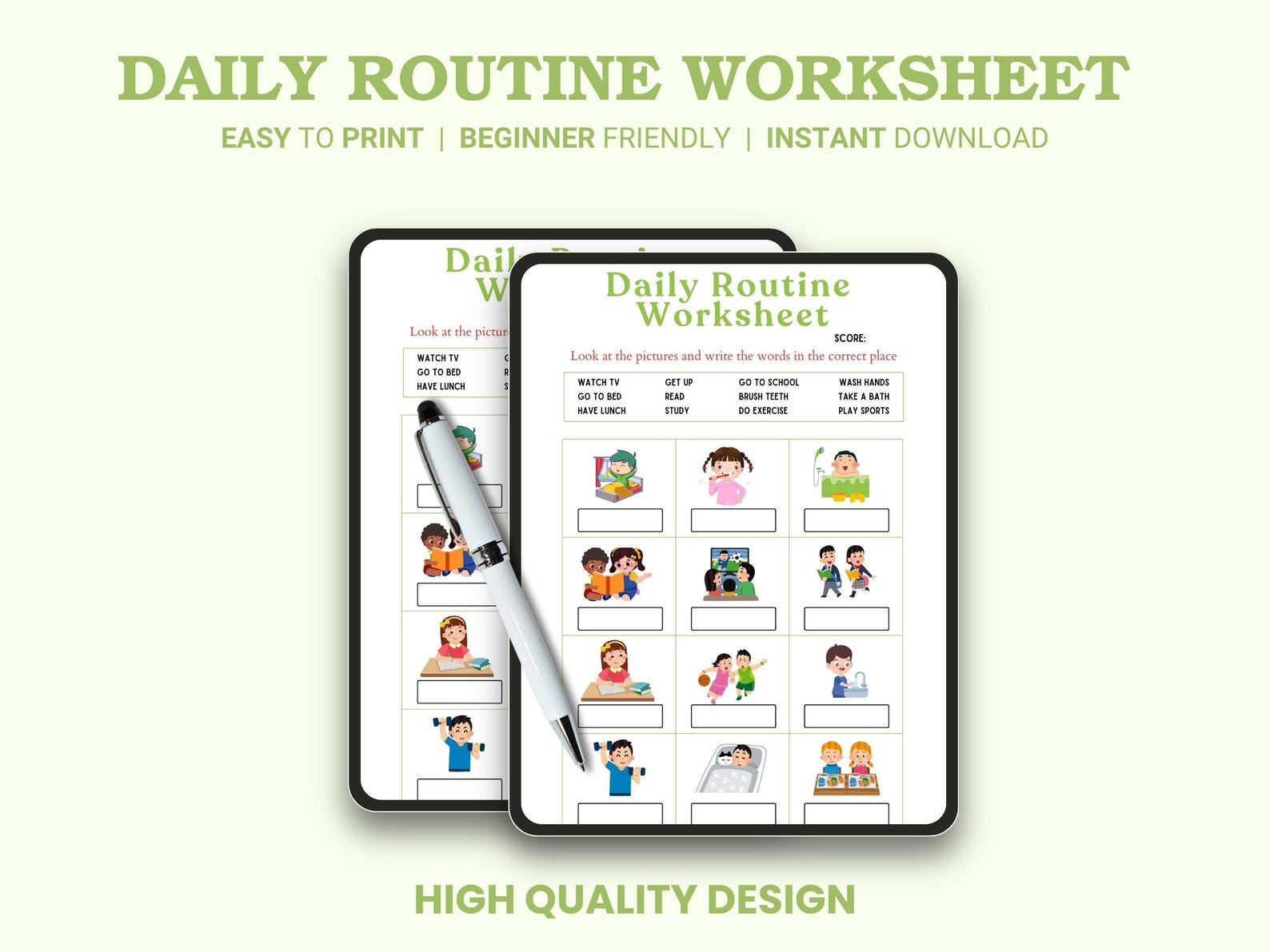Printable Multi-colored Daily Routines Worksheet | Morning & Evening ...