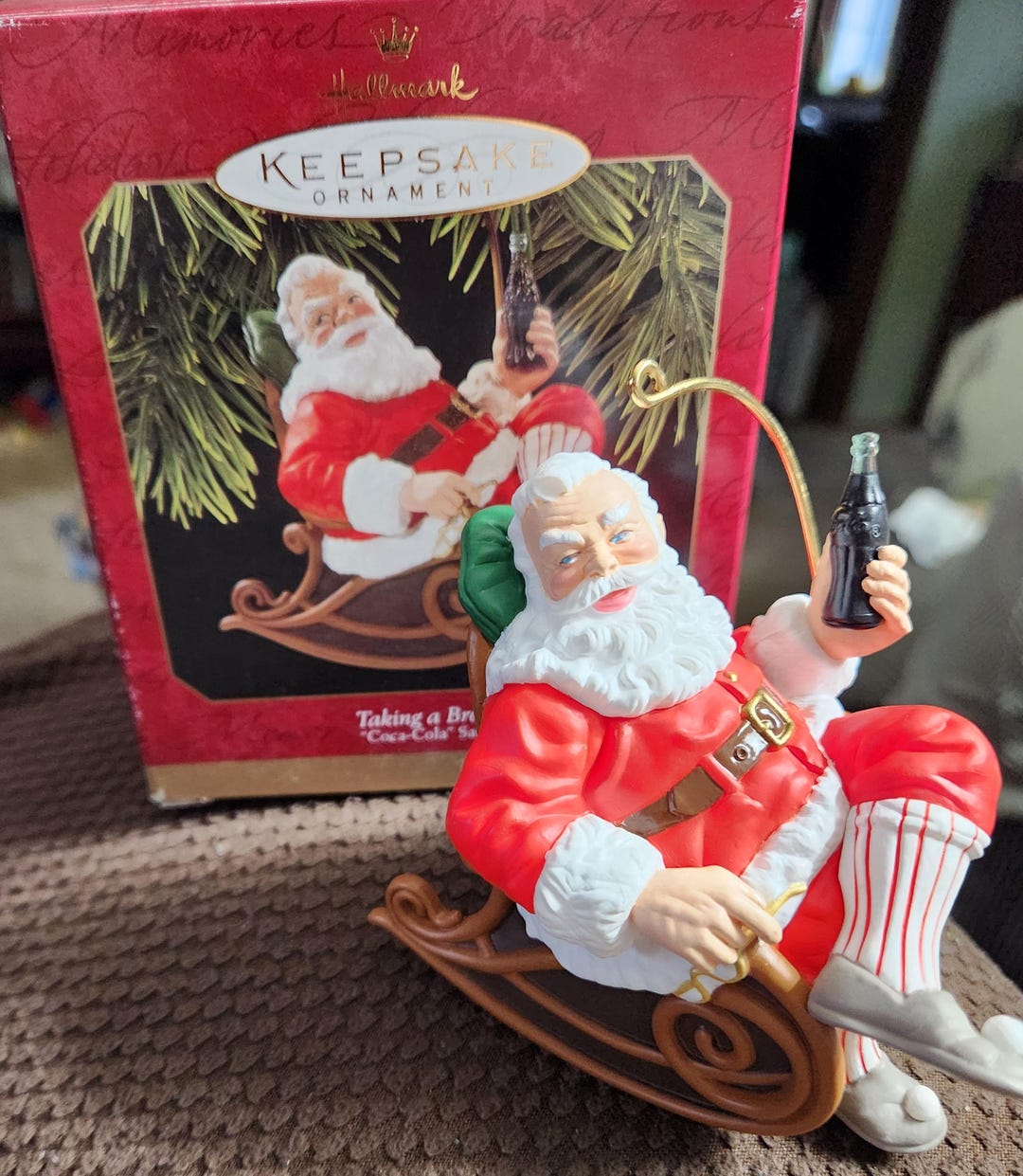 TAKING A BREAK Coca-cola Santa Holiday Ornament by Hallmark Mint in Box ...