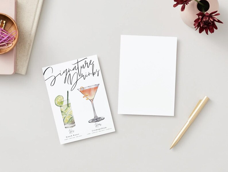 Editable Ranch Water and Cosmo Signature Drink Template, Weddings ...