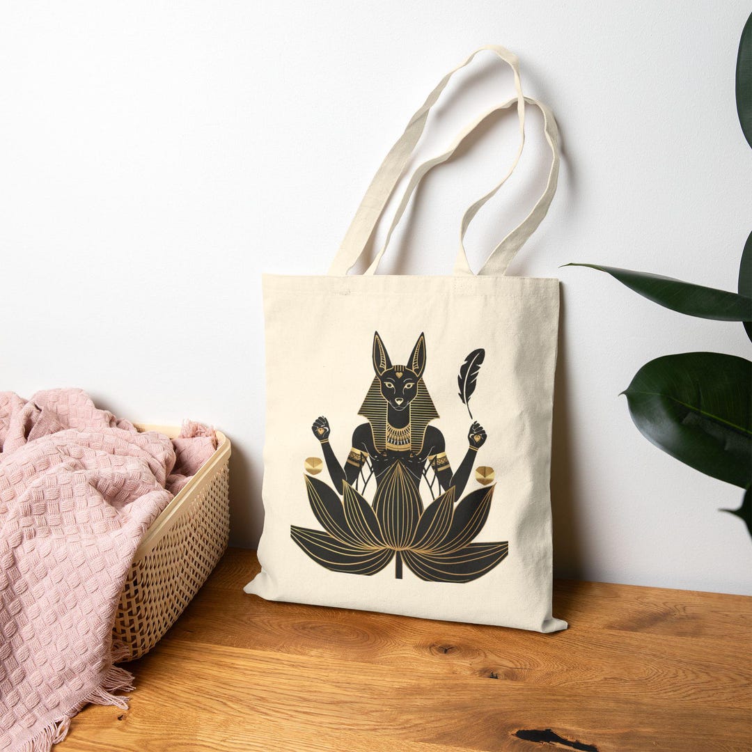 Anubis Yoga Tote Bag: Egyptian Art, Eco-friendly Cotton Canvas - Etsy ...