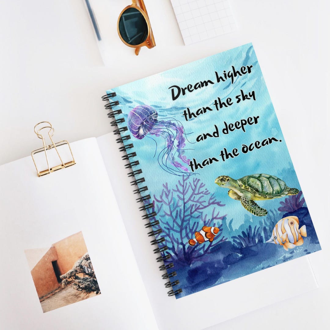 Spiral Notebook, Ocean-themed Journal Gift for Students, Dream Higher ...
